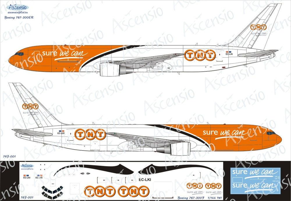 Ascensio Декаль Boeing 767-300F TNT, 1/144 - купить с доставкой по ...