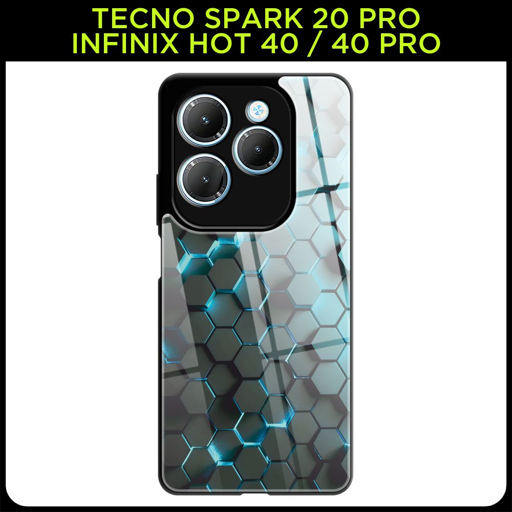 Стеклянный чехол на Tecno Spark 20 Pro/Infinix HOT 40/40 Pro / Текно ...