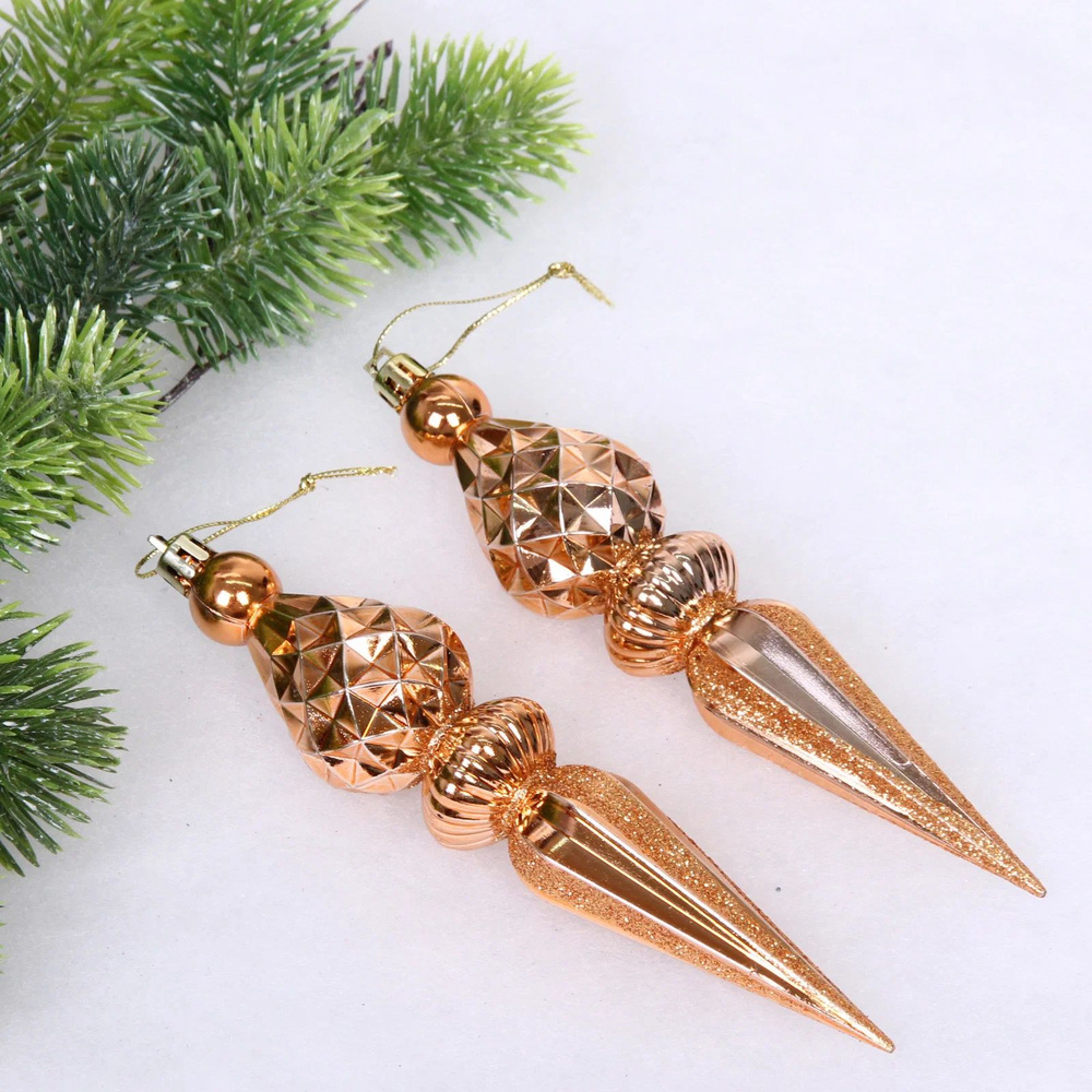 Елочные игрушки., Сосульки на елку "Зимняя сказка" 4 шт, 17 см, Шампань ...