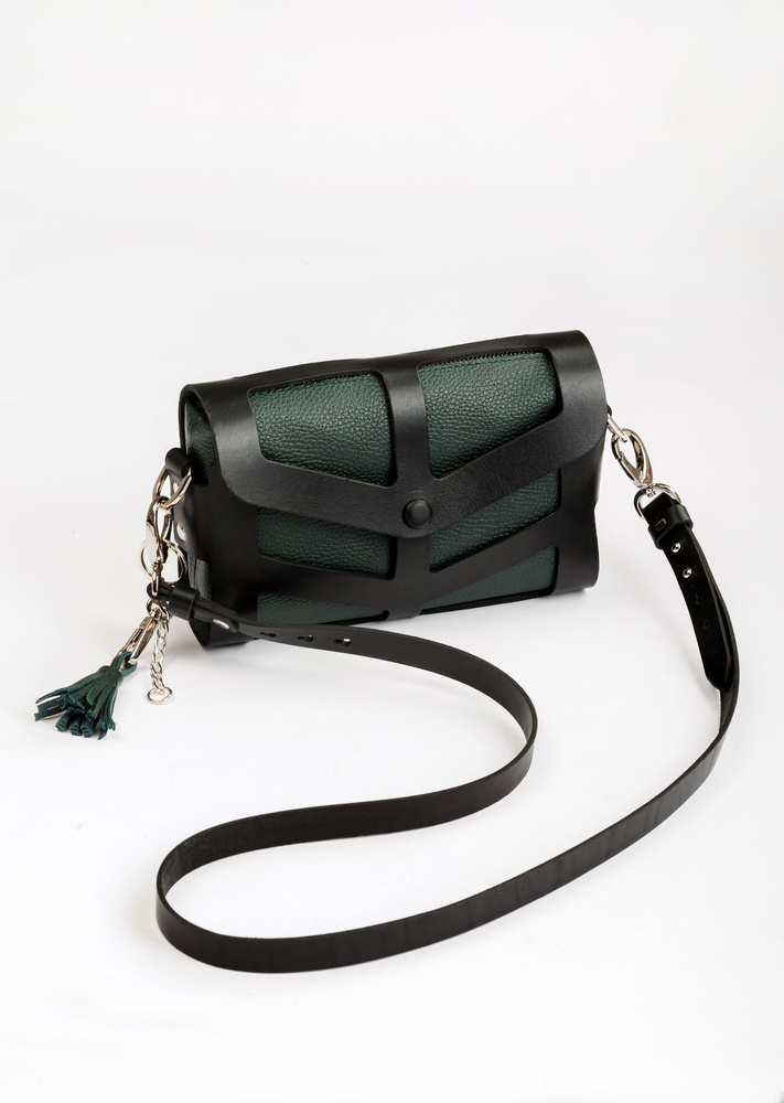 ROBERT DEV. Сумка женская через плечо кросс боди ILLUSION натуральная кожа, зеленая - купить с ...