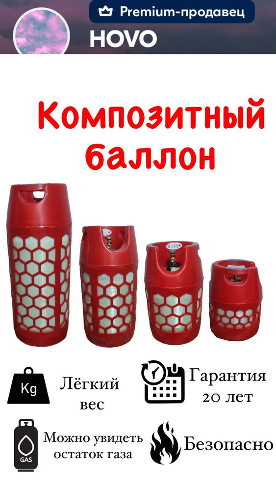 Баллон газовый композитный для сжиженных газов пропан, 24,5 л (LPG/СУГ ...