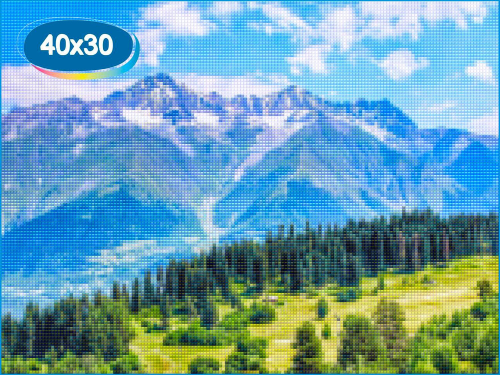 Алмазная мозаика пейзаж, природа, горы 40х30 см Алмазная Фея AF-3619 ...