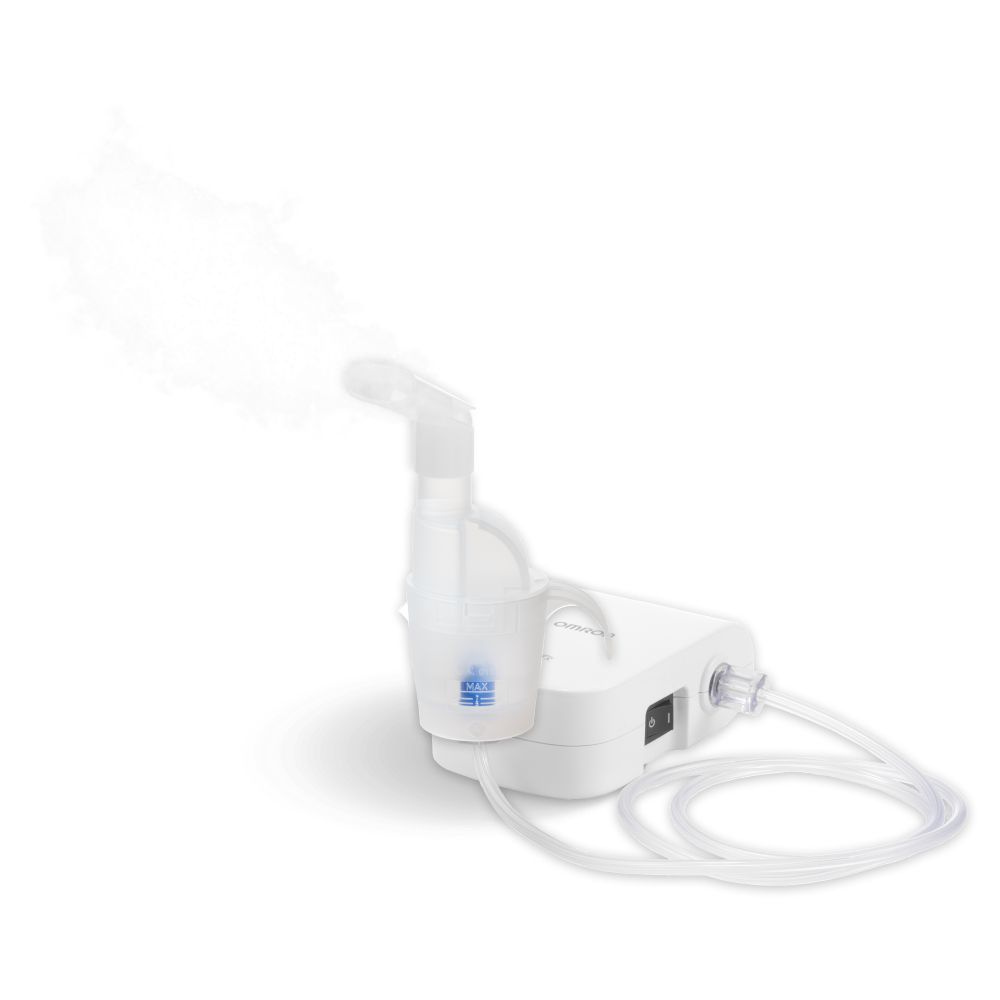 Ингалятор небулайзер компрессорный OMRON C21 basic с детской и взрослой масками, загубником ...