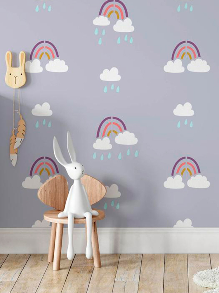 Трафарет на стену Облака и радуга 50х36см многоразовый из пластика ...
